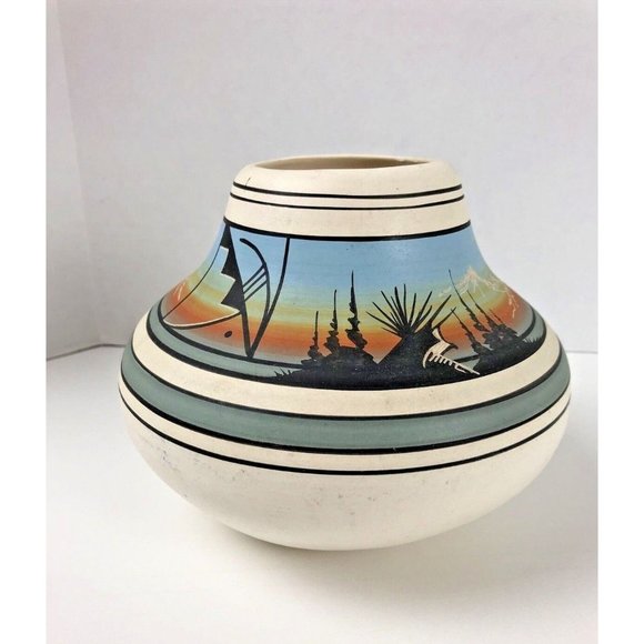 Other | Ute Mountain Tribe Native American Hand Painted Etched Pottery ...